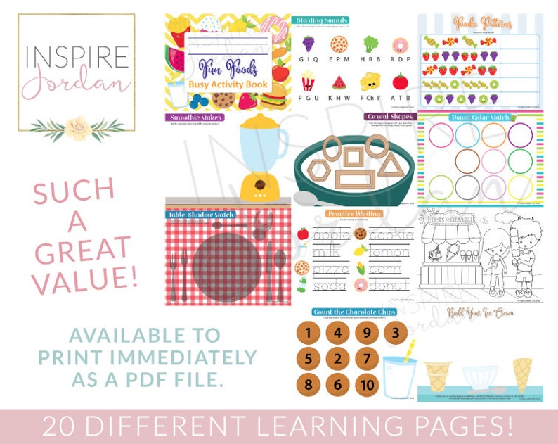 Food Busy Book Printable. Preschool Quiet Workbook. Preschool ...