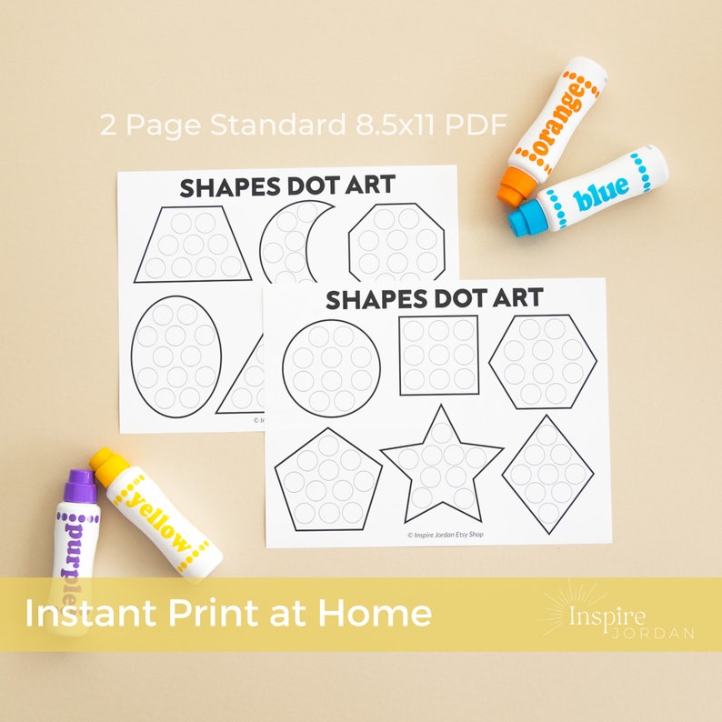 Fun and Educational Printable Shapes for Kids to Color With Dot Markers ...