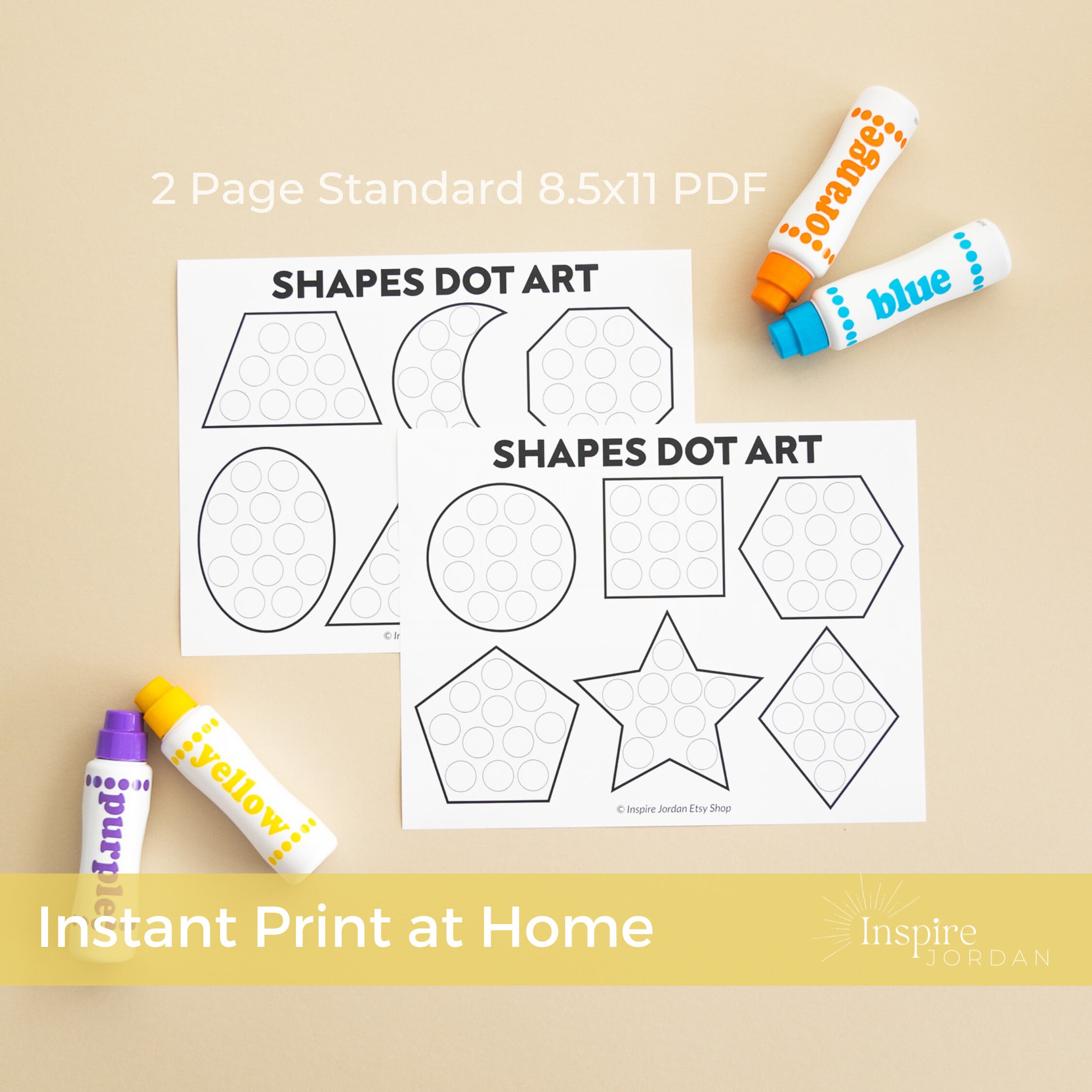 Fun and Educational Printable Shapes for Kids to Color With Dot Markers ...