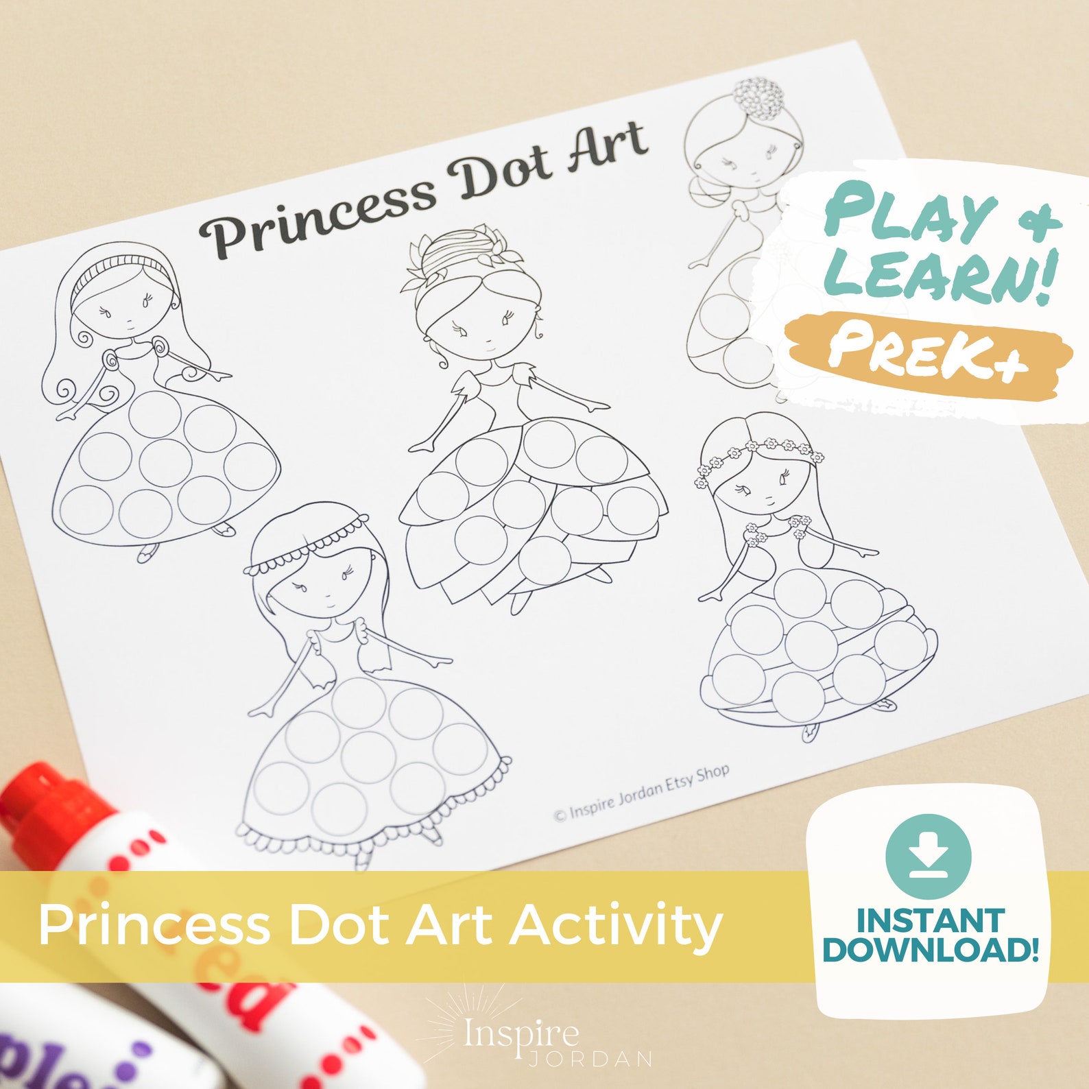 Princess Dot Marker Printable Worksheet for Kids | Fun Fine Motor ...