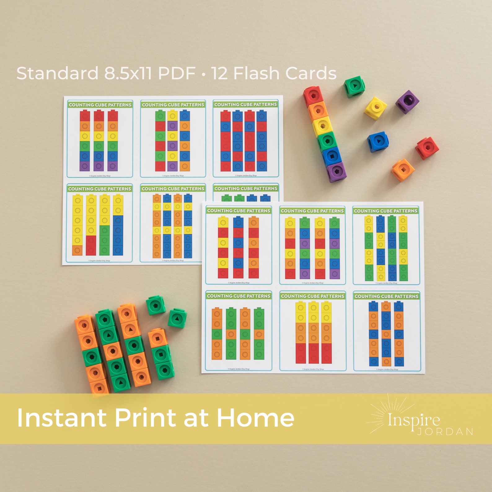 Math Flashcards for Kids: Learn Patterns With Unifix Snap Cubes ...