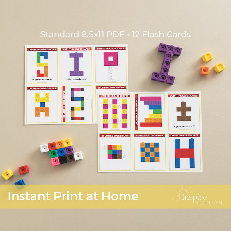 Math Flashcards for Kids: Learn Shape Building With Unifix Snap Cubes ...