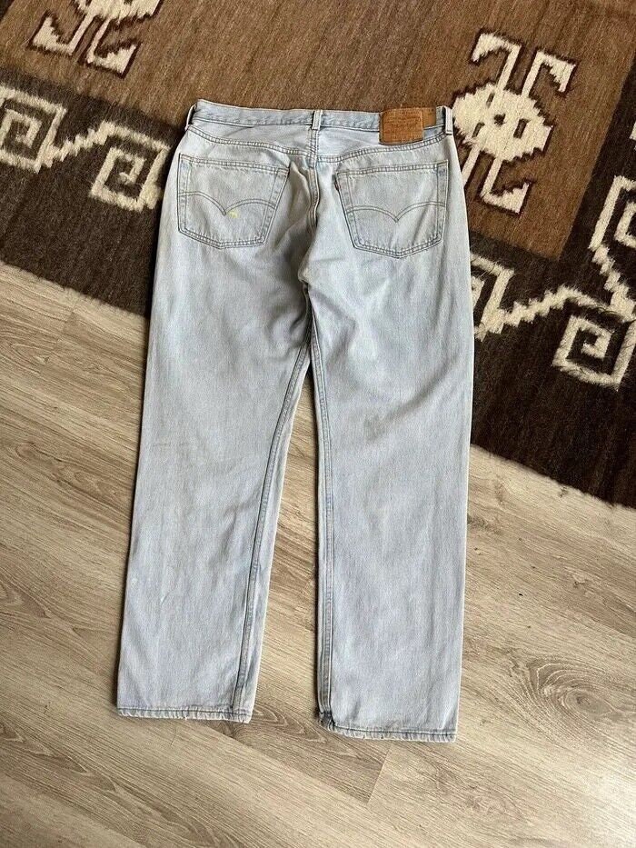 Levis 501 USA Made Vintage 90s Mens Light Blue Distressed Levis 501 USA Made Vintage 90s Mens Light Blue Distressed