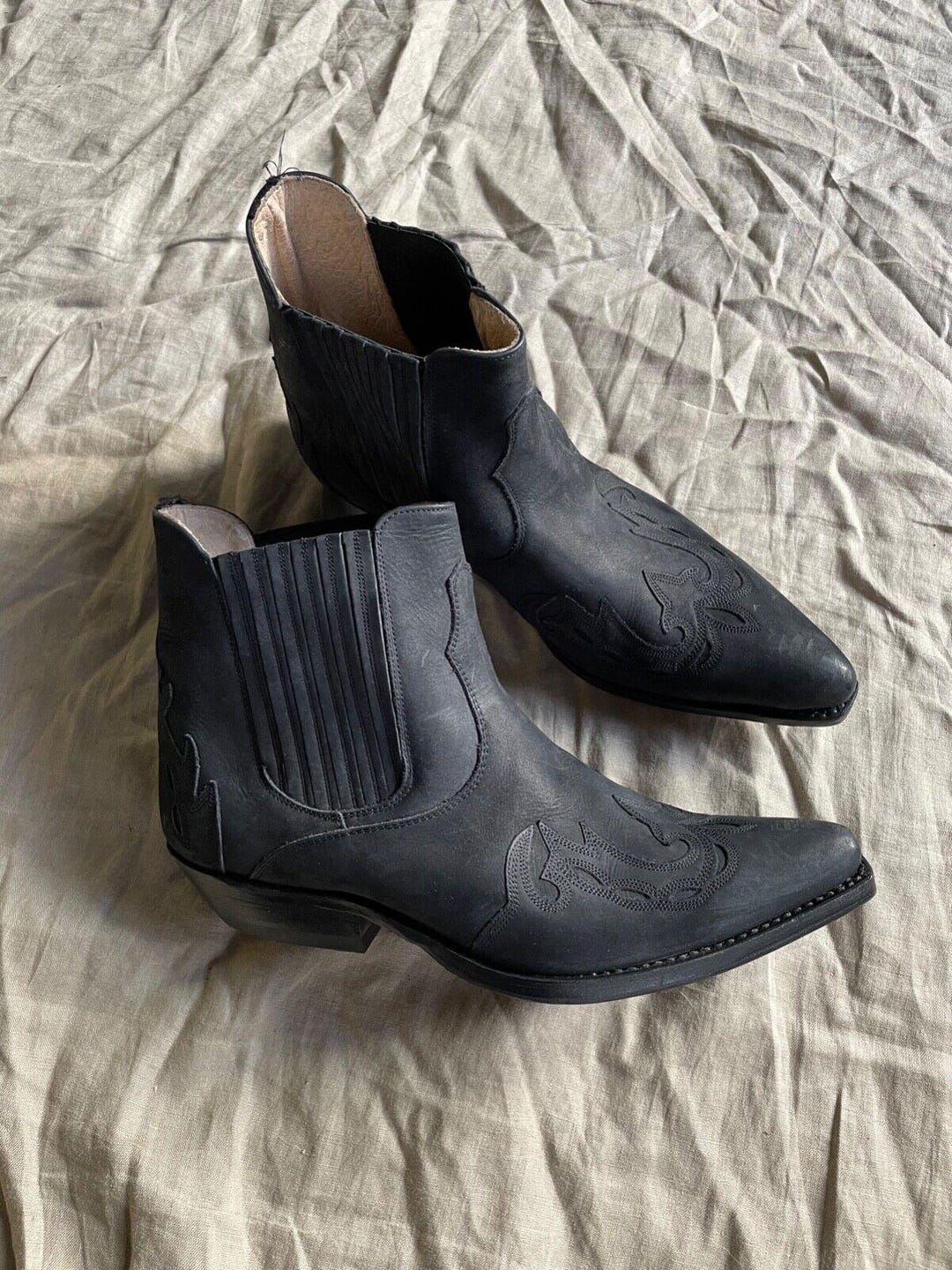 Sancho Men's Western Black Leather Cowboy Shoes Size EU 42 US 8.5 9 - Etsy