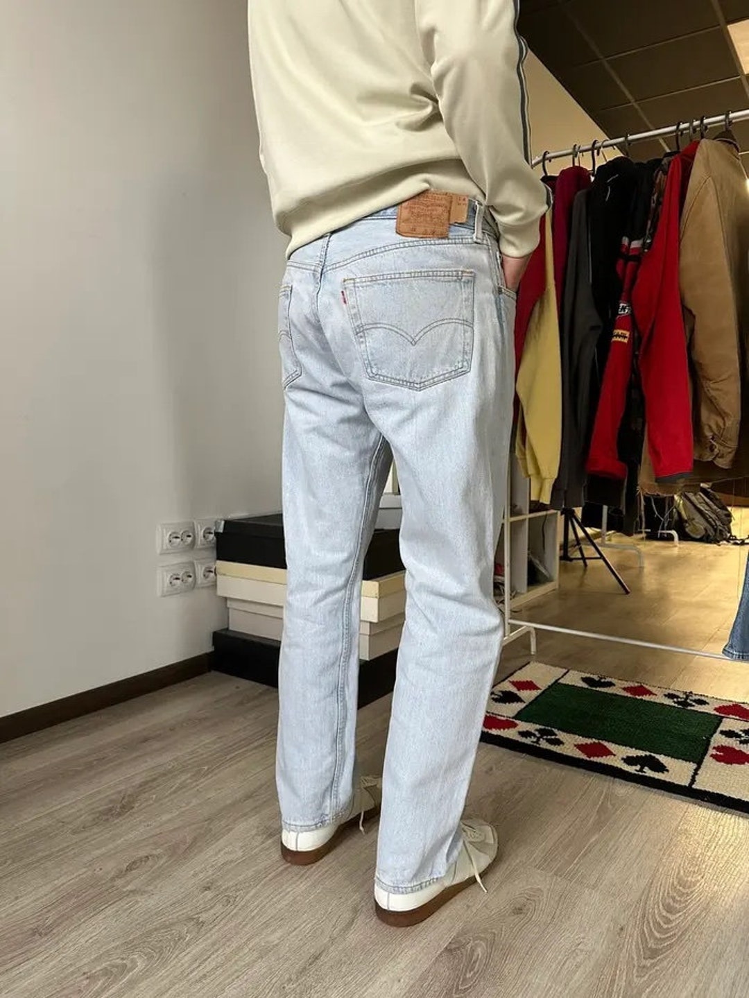 Levis 501 USA Made Vintage 90s Mens Distressed Light Blue Denim Jeans ...