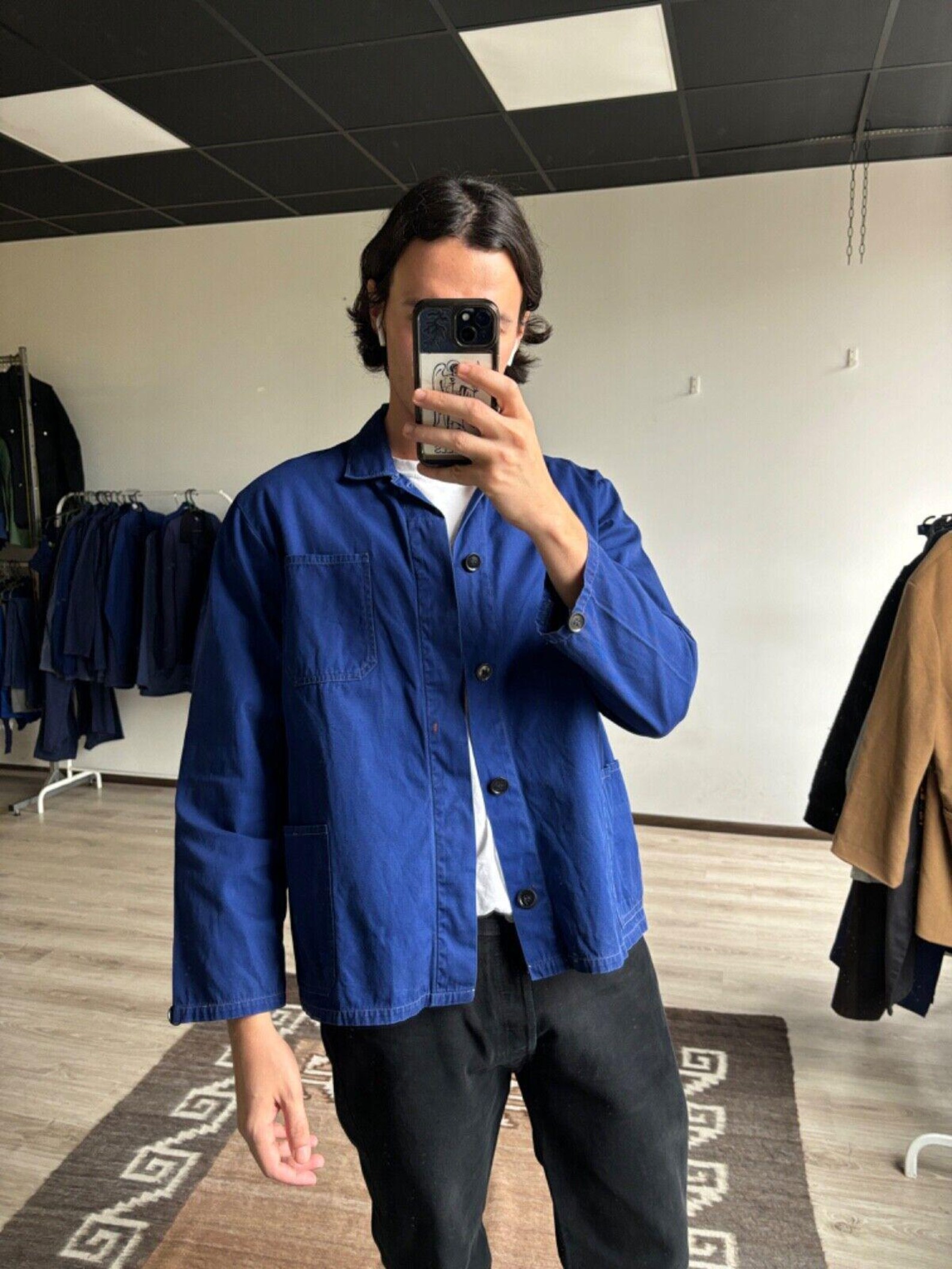 Friendship Vintage 70s French German Workwear Blue Chore Utility Jacket ...
