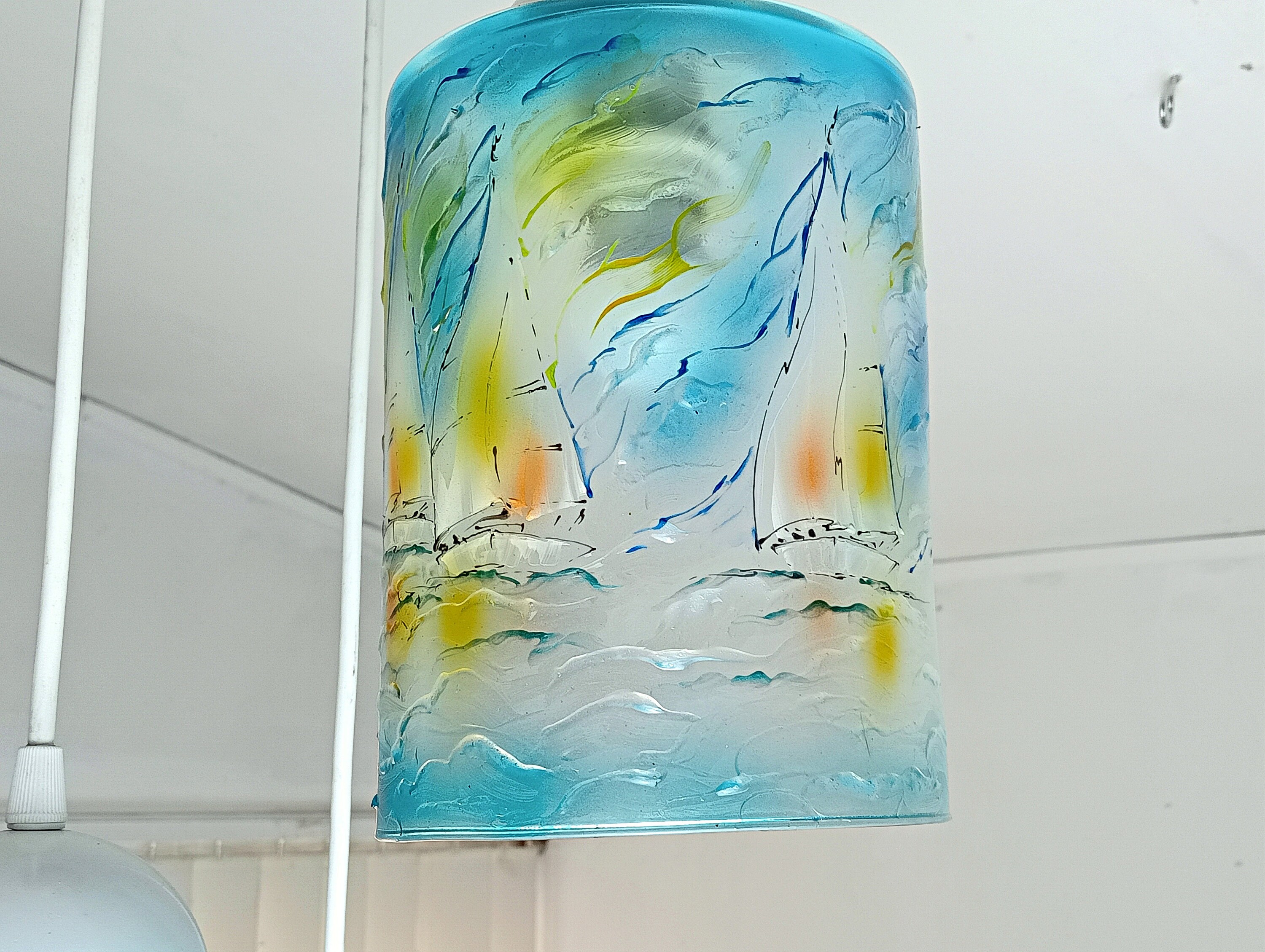 Sea Glass Pendant Lights Kitchen Island Beach Glass Art Pendants Stain ...