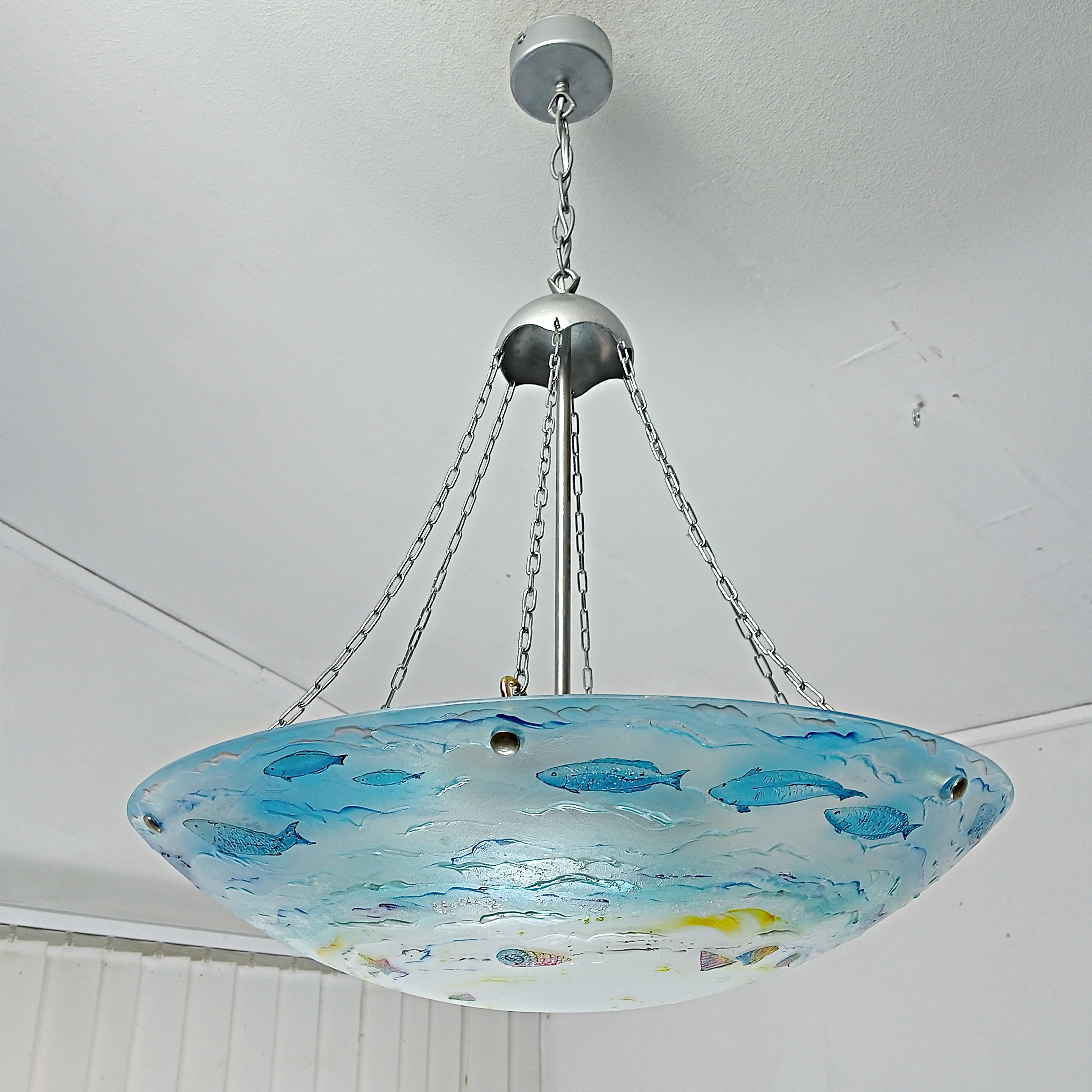 Coastal Chandelier Pendant Light Hand Painted Glass Kitchen Island Lamp ...