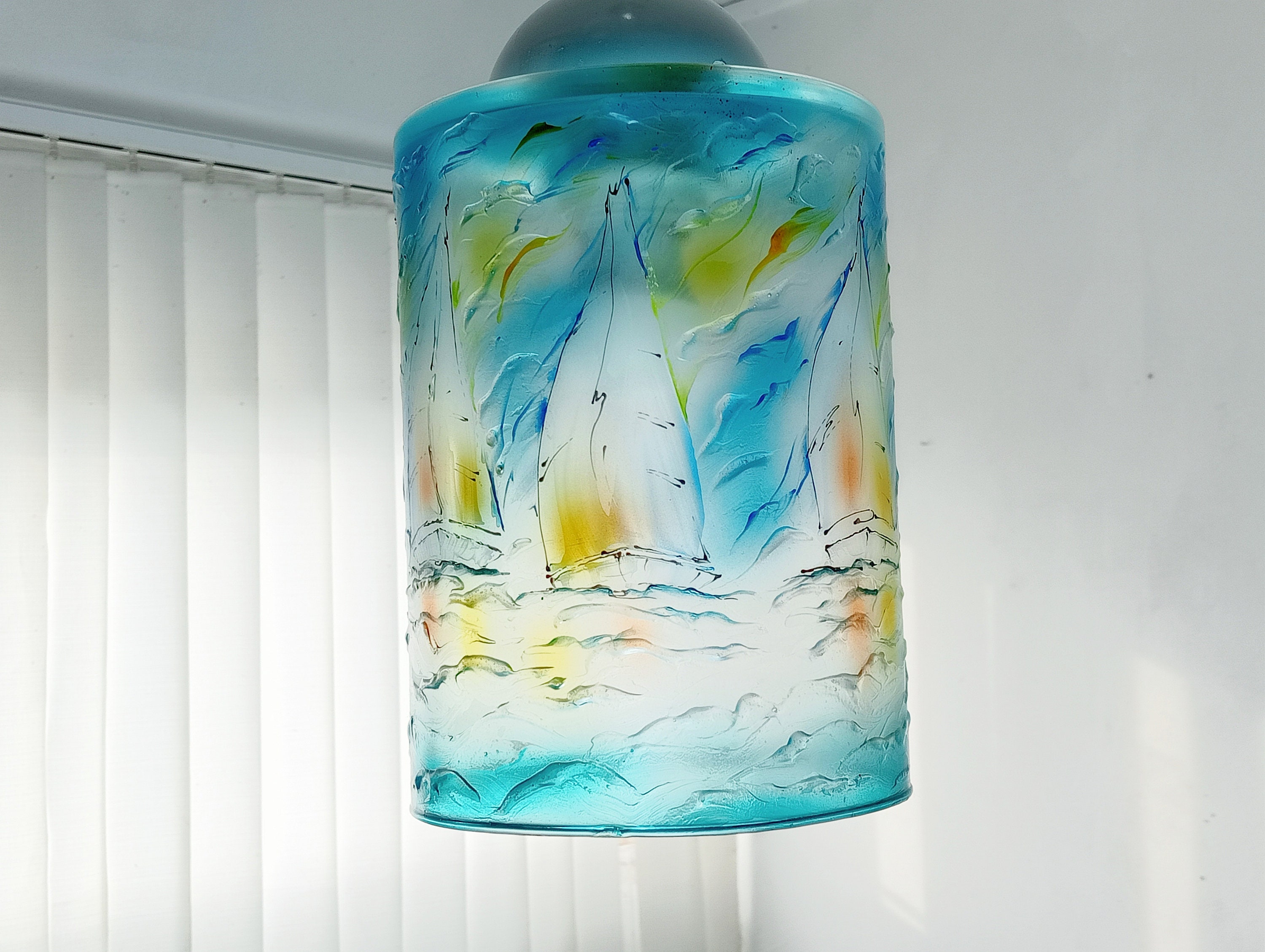 Sea Glass Pendant Lights Kitchen Island Beach Glass Art Pendants Stain ...