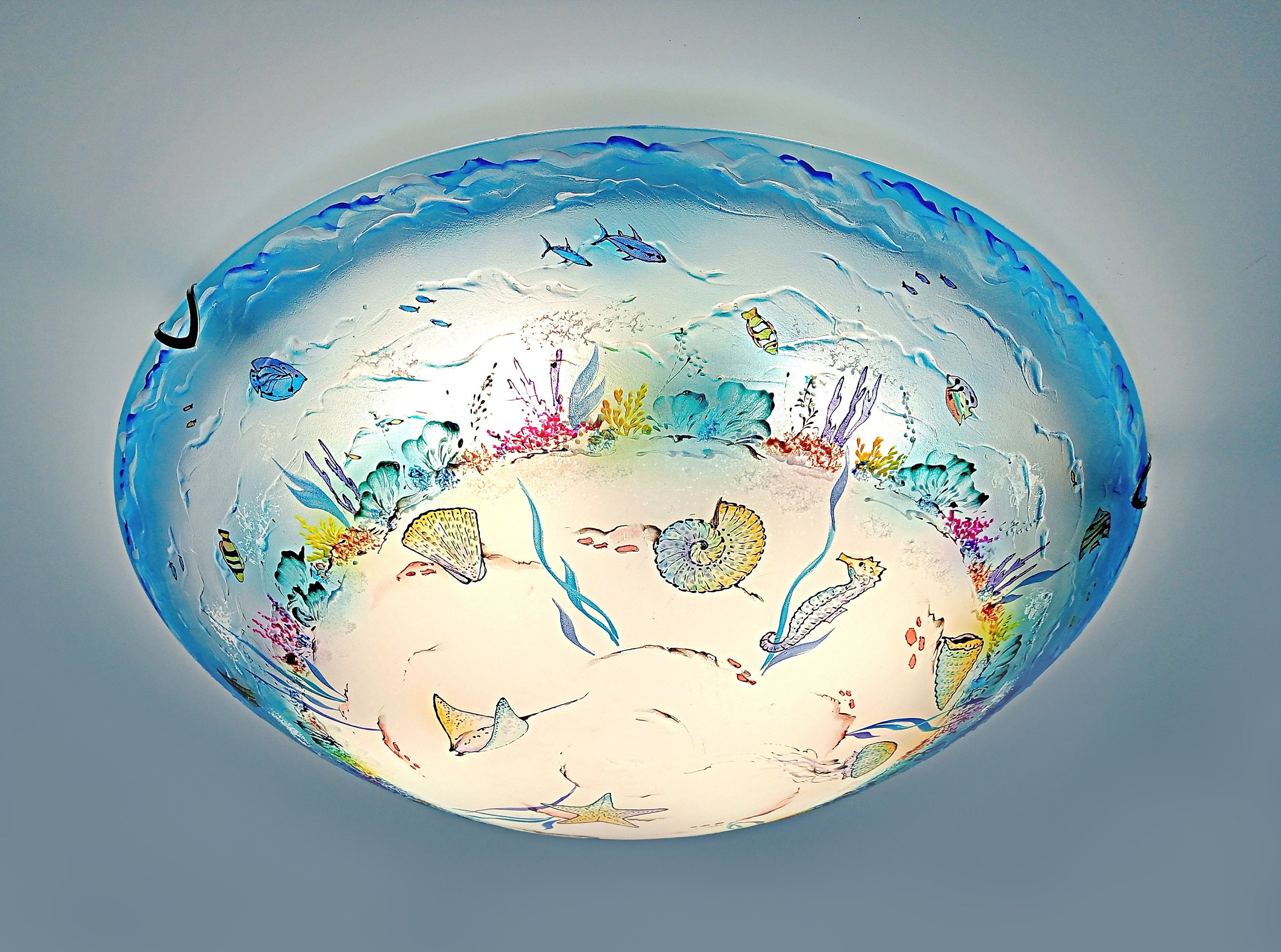 Sea Ceiling Light Flush Mount Stained Glass Kitchen Lighting Pendant ...