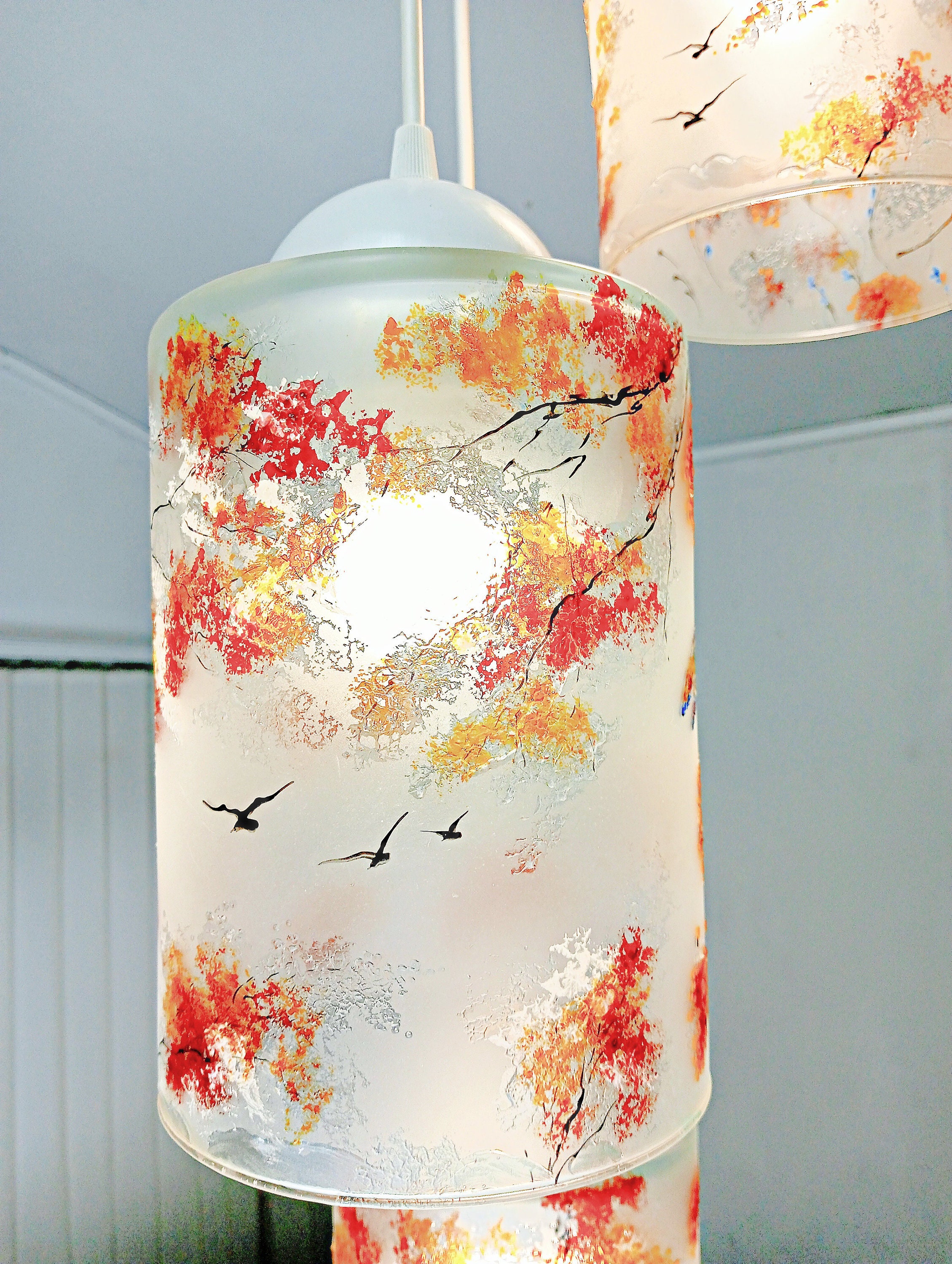 Sea Glass Pendant Lights Kitchen Island Beach Glass Art Pendants Stain ...