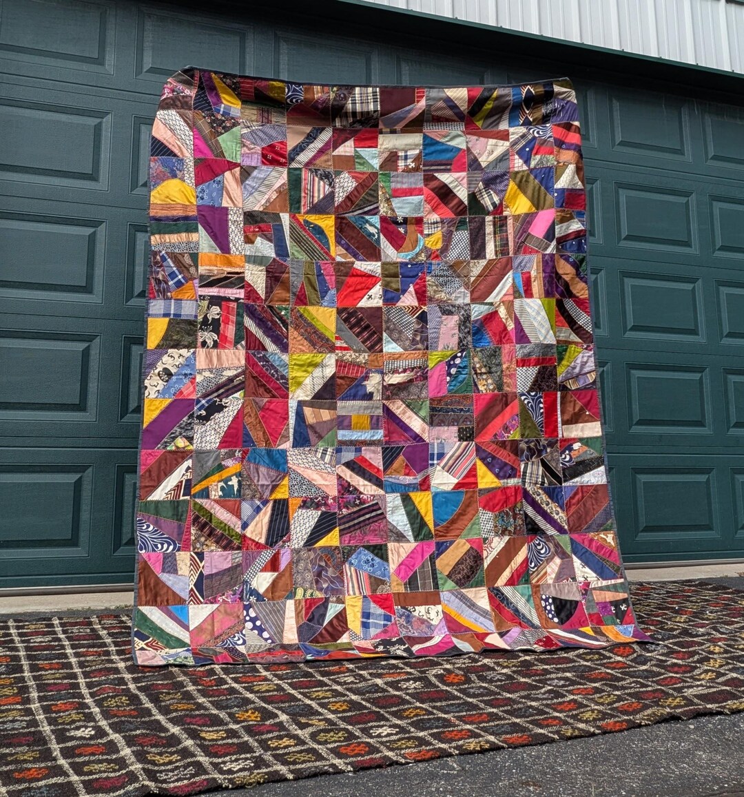Vintage Colorful Patchwork Crazy Quilt, Hand Stitched, 78" X 60" - Etsy