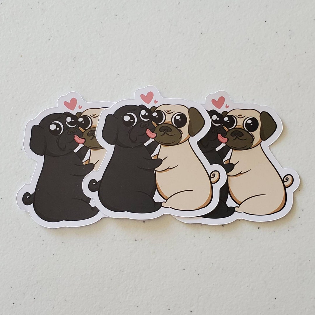 Pug Hug 3 Inch Glossy Vinyl Sticker - Etsy