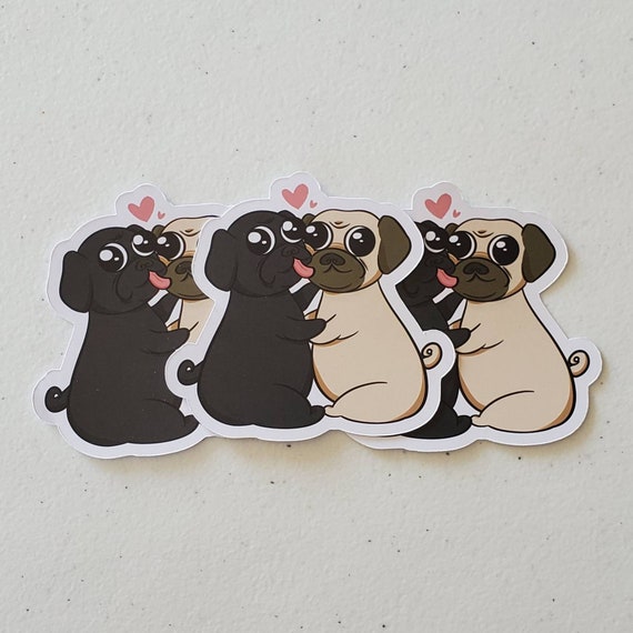 Pug Hug 3 Inch Glossy Vinyl Sticker | Etsy