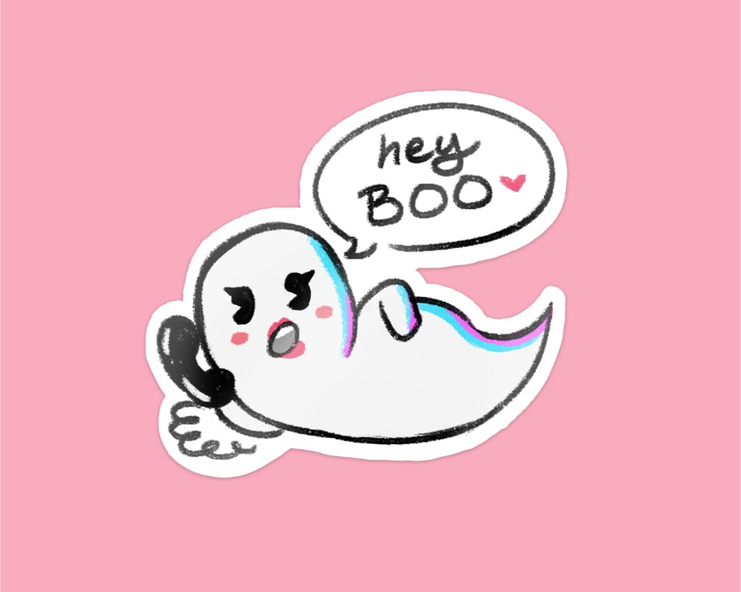 Hey Boo Ghost Original Art Vinyl Sticker - Etsy