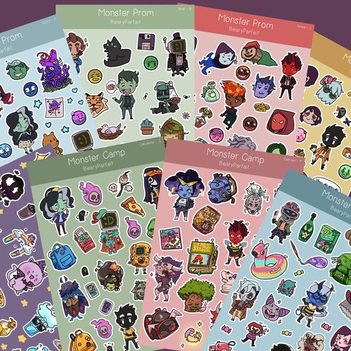 Monster Prom & Monster Camp Sticker Sheets - Etsy
