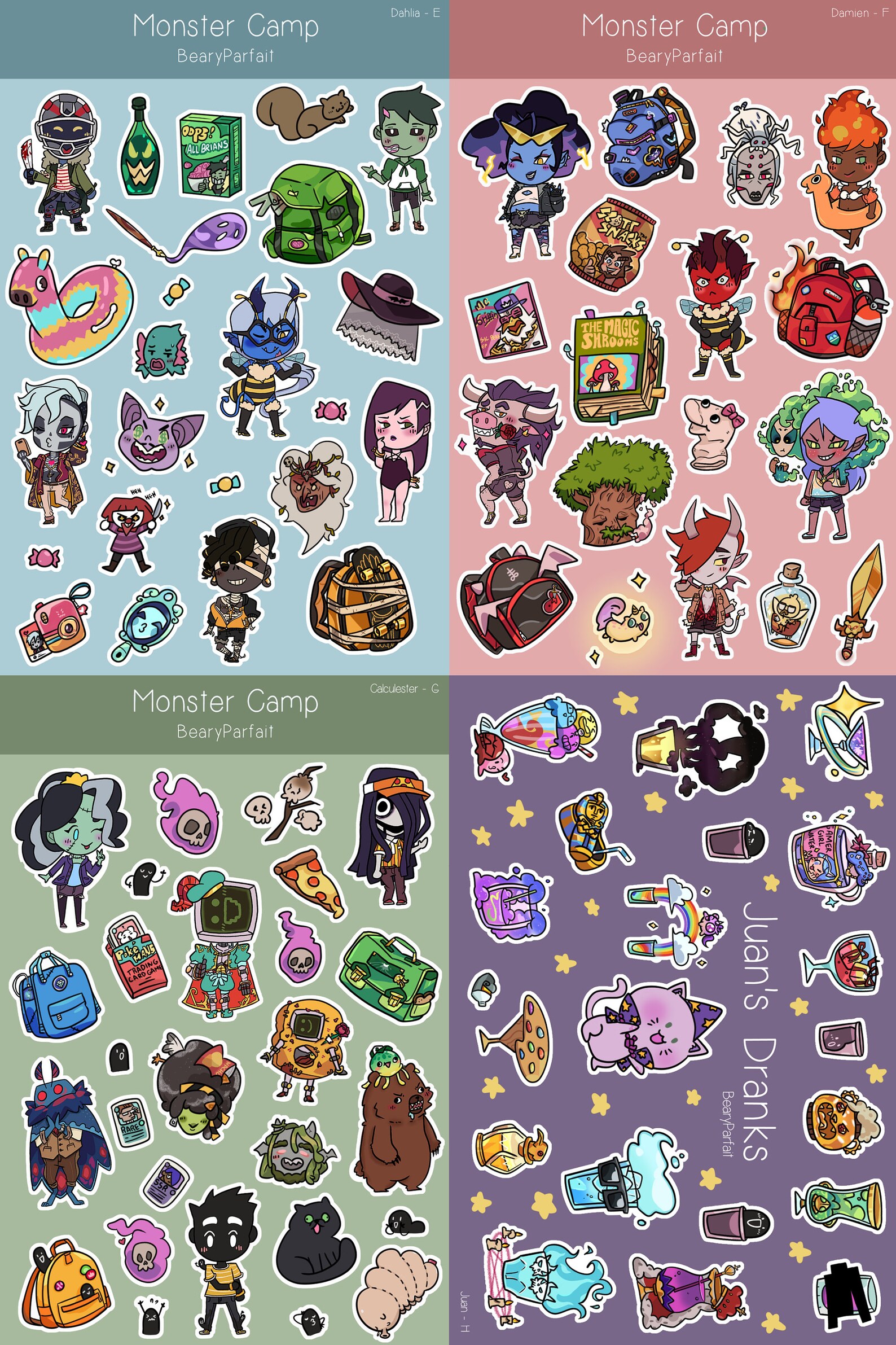Monster Prom & Monster Camp Sticker Sheets - Etsy