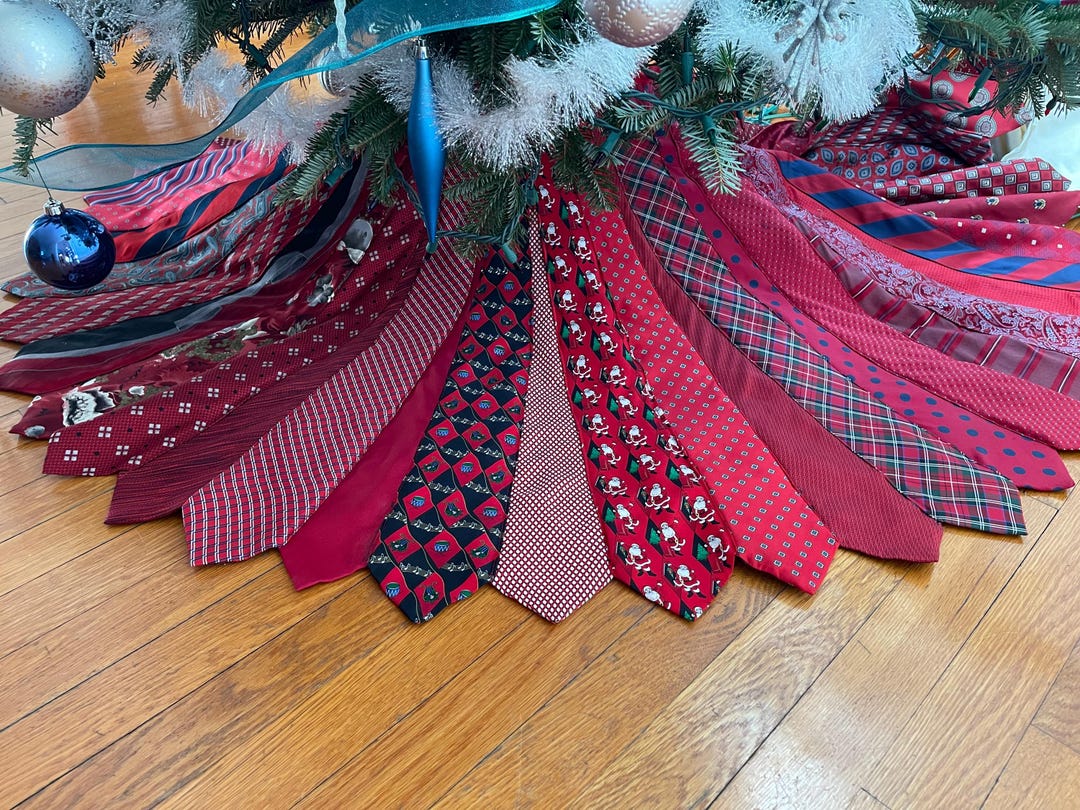 Unique Christmas Tree Skirt From Neckties in Red - Etsy