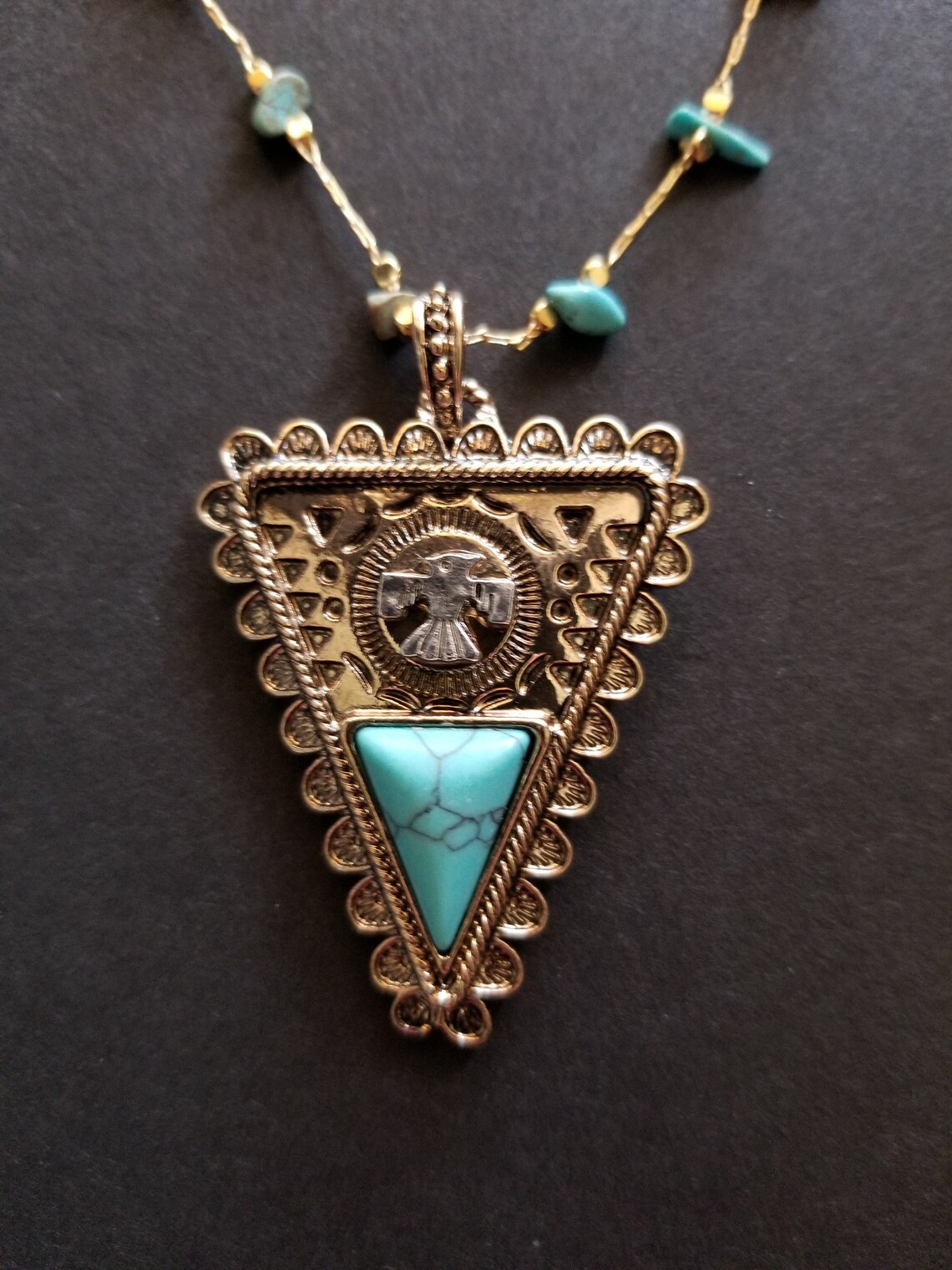 Two Ways Wearing Thunderbird Turquoise Necklace One Set - Etsy