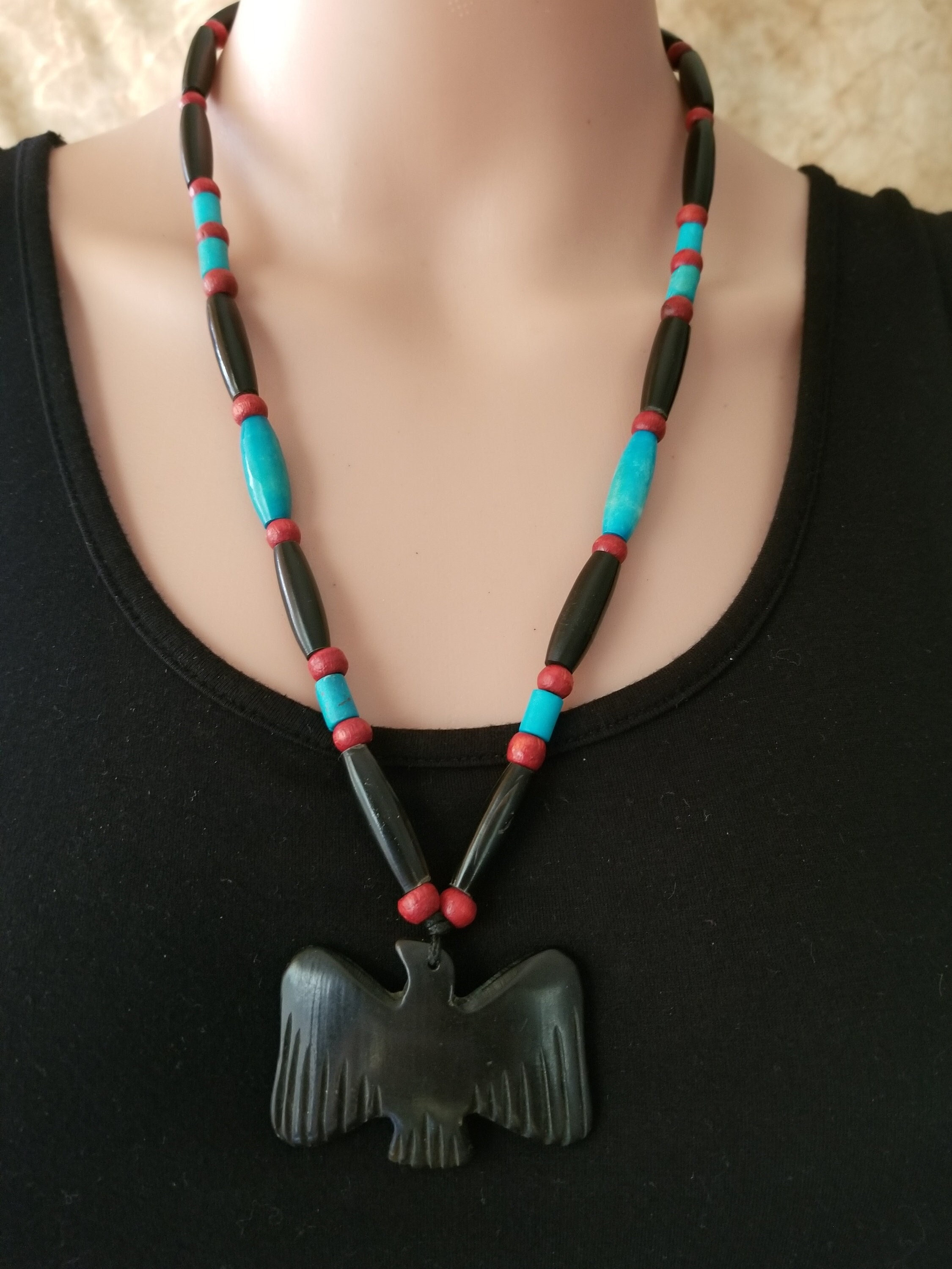 Bone Carved Thunderbird Necklace Native American Inspired 0623 - Etsy