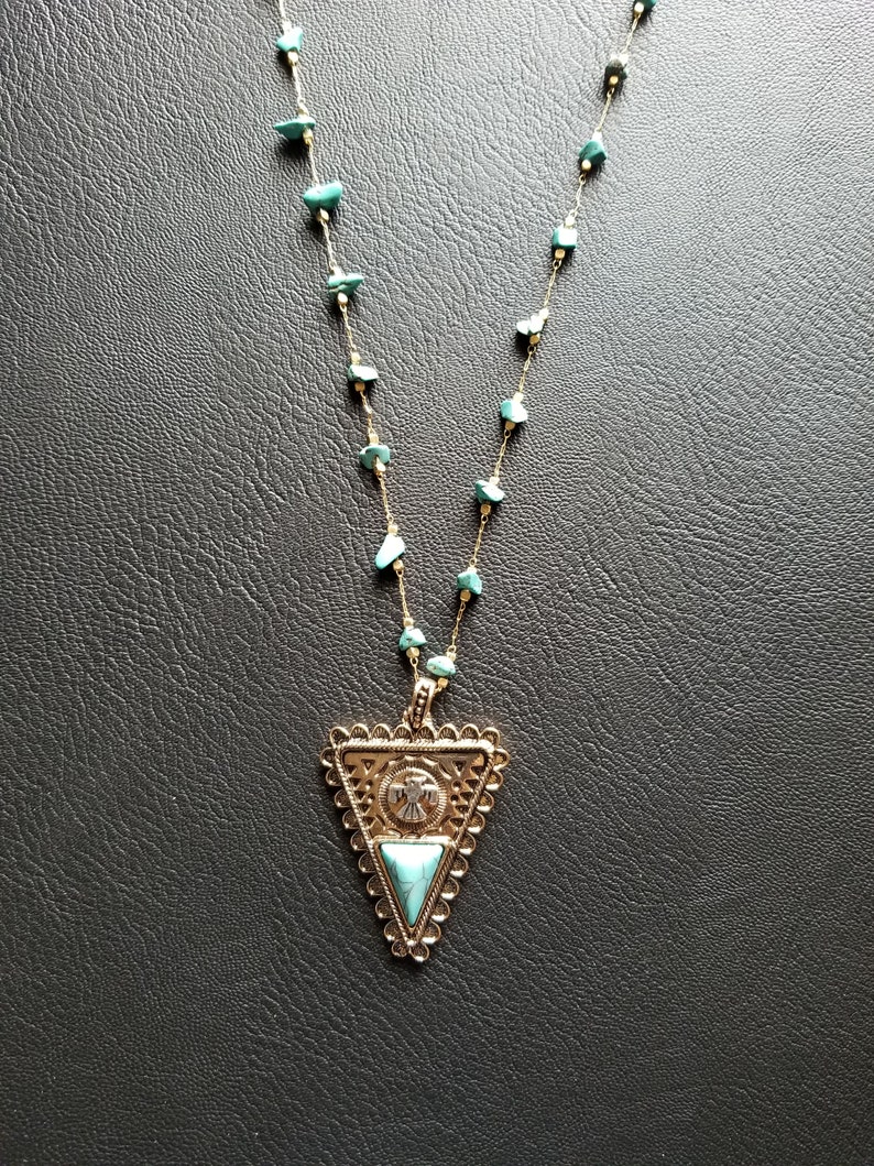 Two Ways Wearing Thunderbird Turquoise Necklace One Set - Etsy