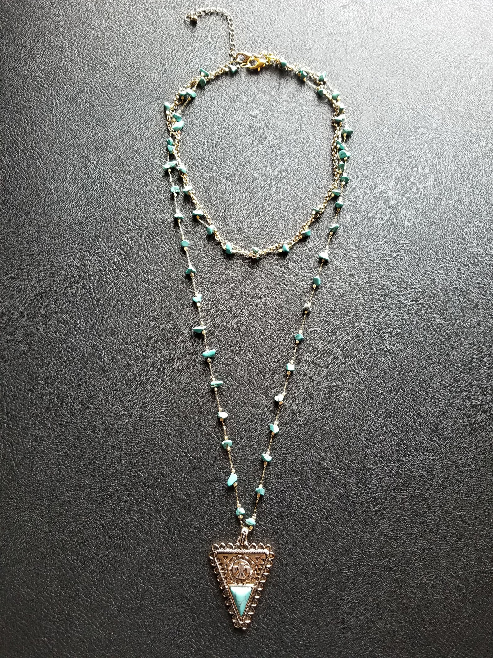 Two Ways Wearing Thunderbird Turquoise Necklace One Set - Etsy