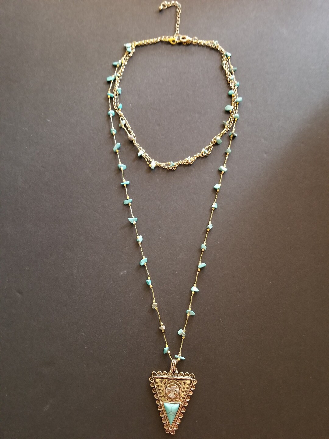 Two Ways Wearing Thunderbird Turquoise Necklace One Set - Etsy