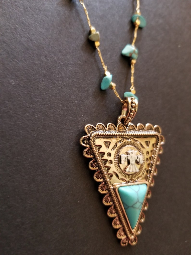 Two Ways Wearing Thunderbird Turquoise Necklace One Set - Etsy