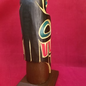 Northwest Coast Hand Made Wood Carving Raven Totem Pole Desk Décor 7.5 ...