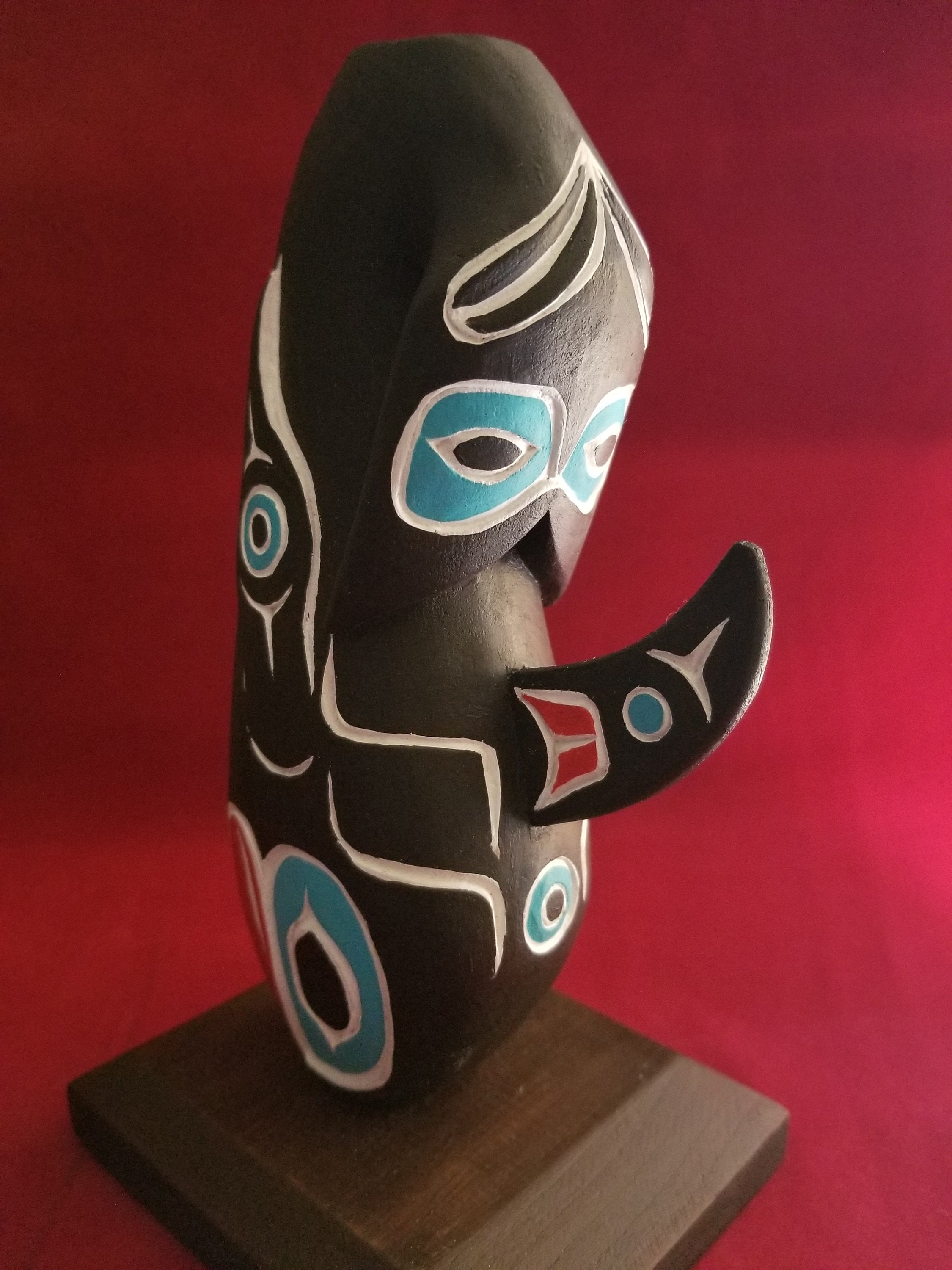 Northwest Coast Wood Carved Killer Whale Totem Pole Table Top | Etsy