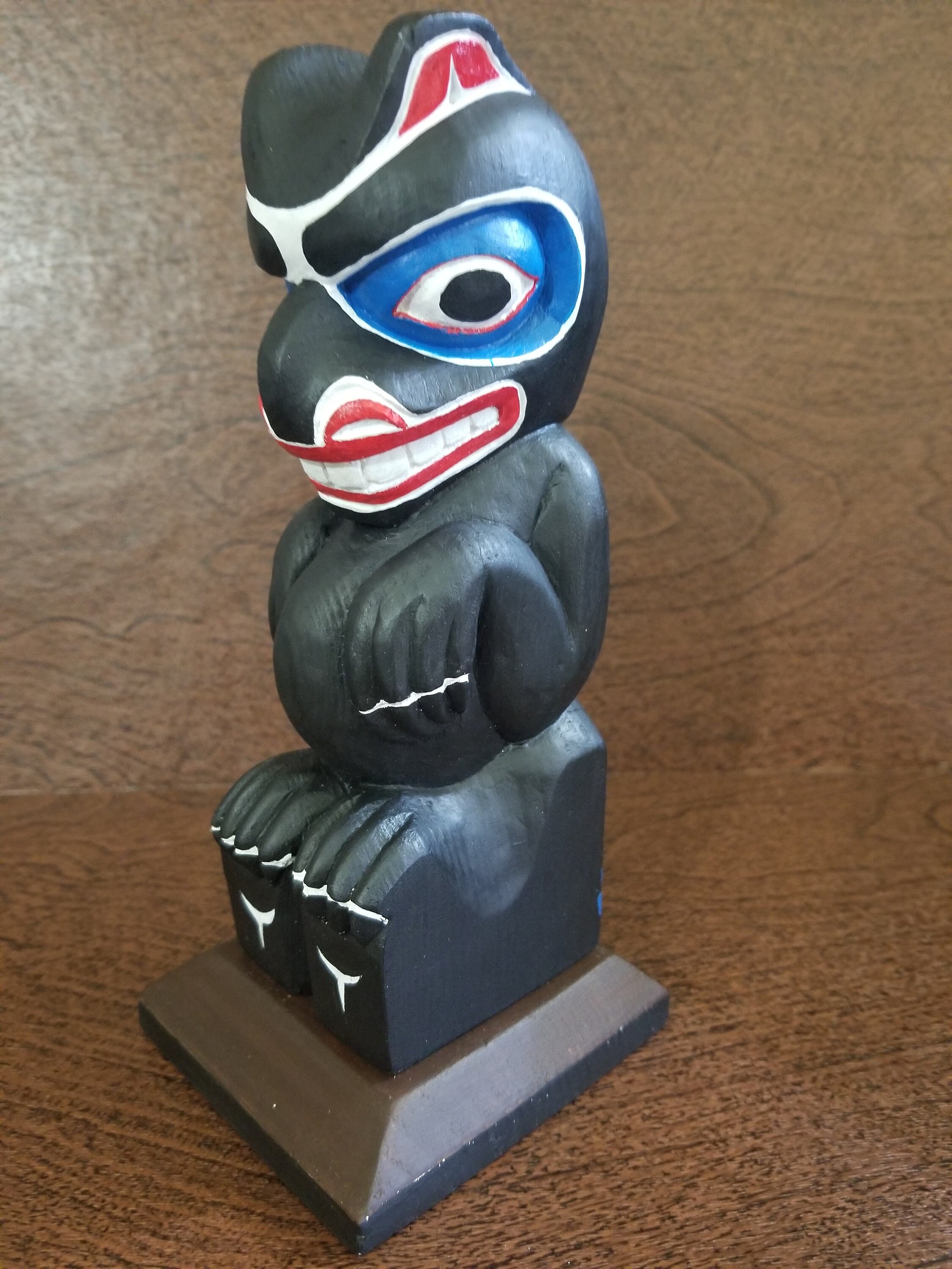 Northwest Coast Native Haida Art Wood Carving Black Bear Totem Pole 7.5 ...