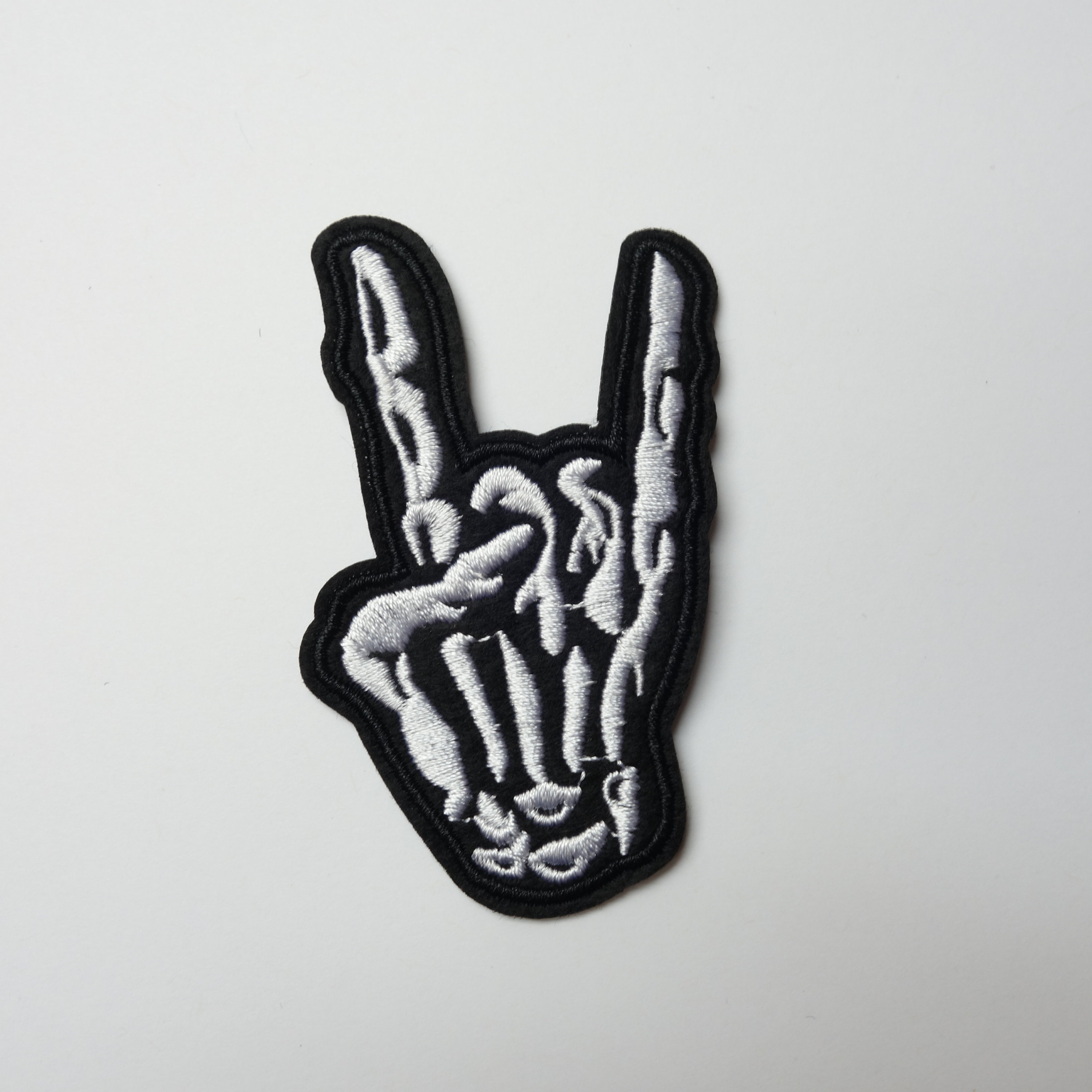 Skeleton Hand, Rock on Symbol, Devil Horns Hand Embroidered Iron-on ...