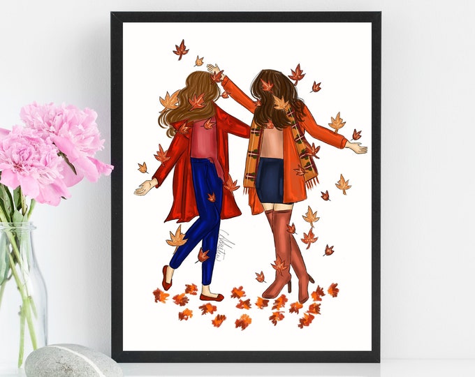 Fall Leaves, Fall Illustration, Fall Wall Art, Autumn Wall Art, Autumn ...