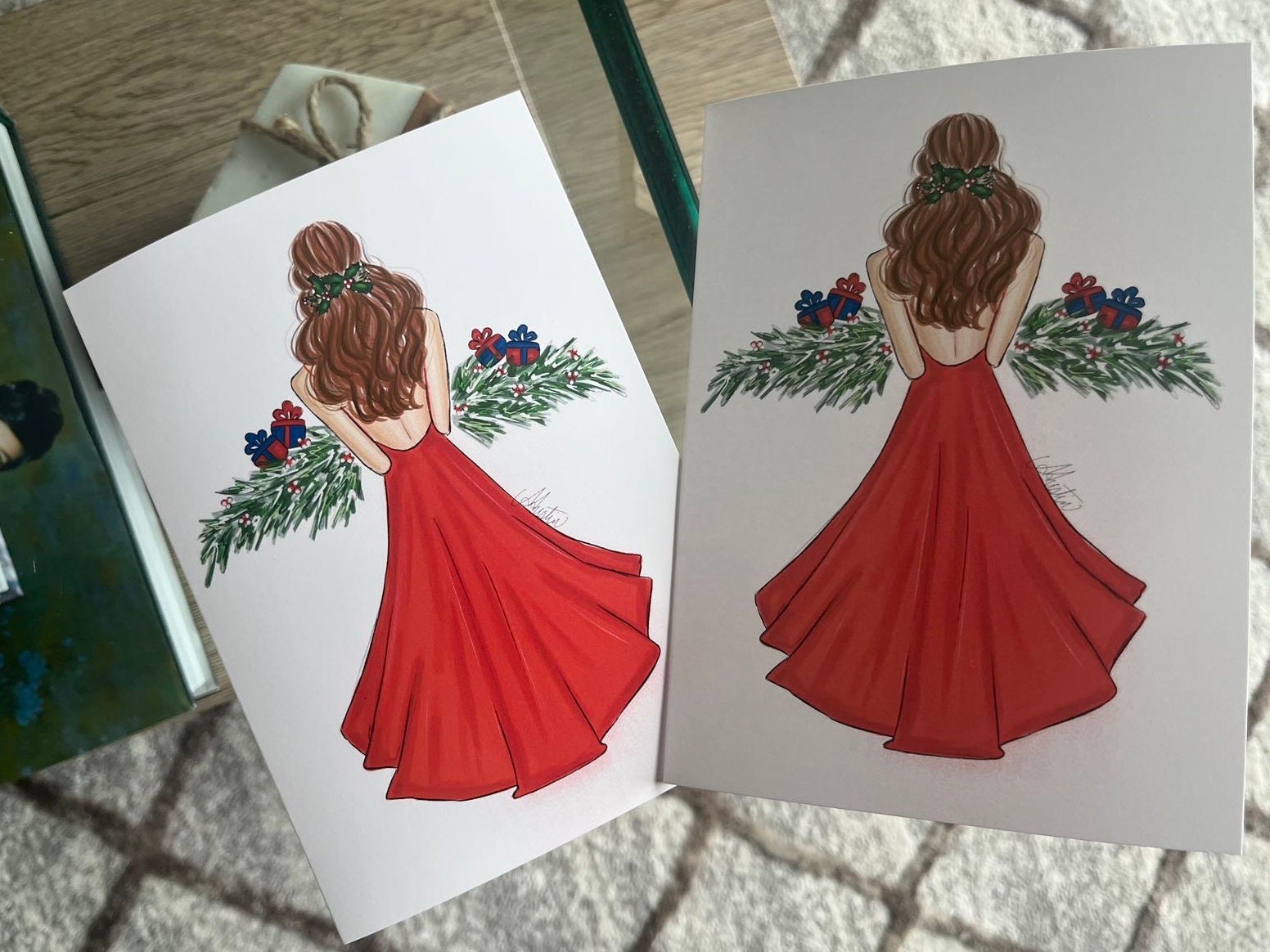 Holly and Ivy Cards Set, Christmas Cards, Holly and Ivy Stationery ...