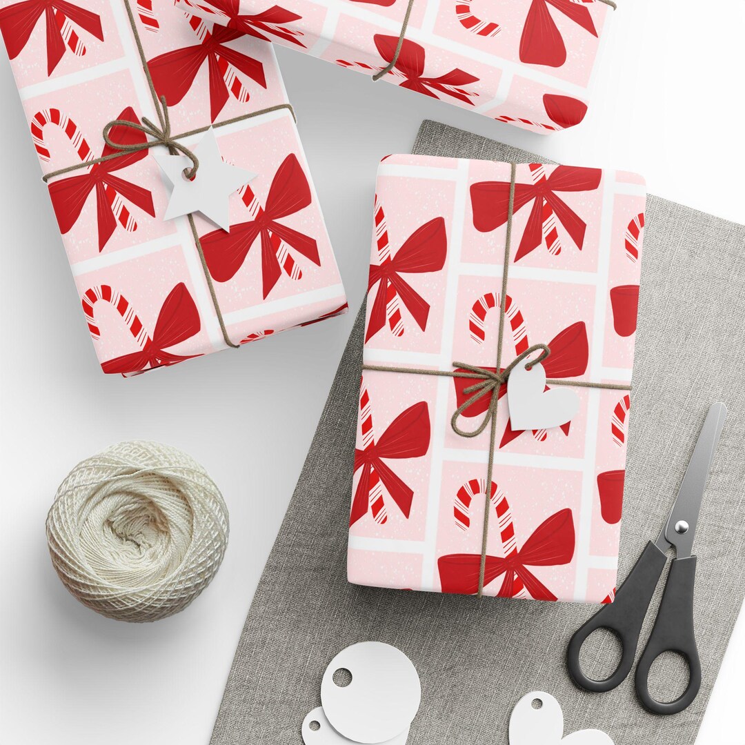 Candy Canes Pink Wrapping Paper Holiday Xmas Wrapping Papers Christmas ...