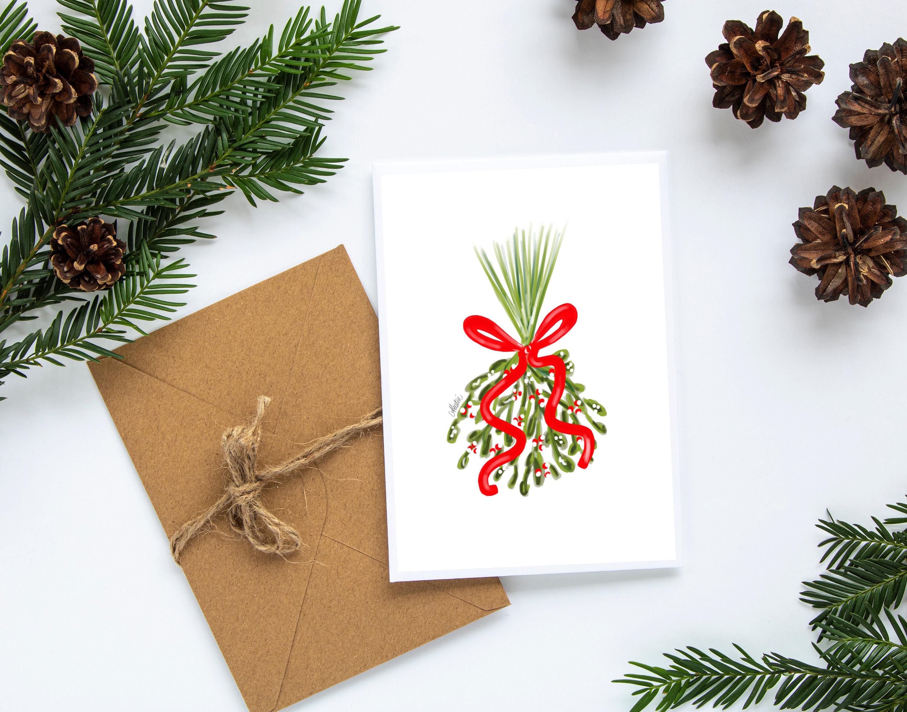 Mistletoe Cards Set Christmas Cards Mistletoe Stationery | Etsy