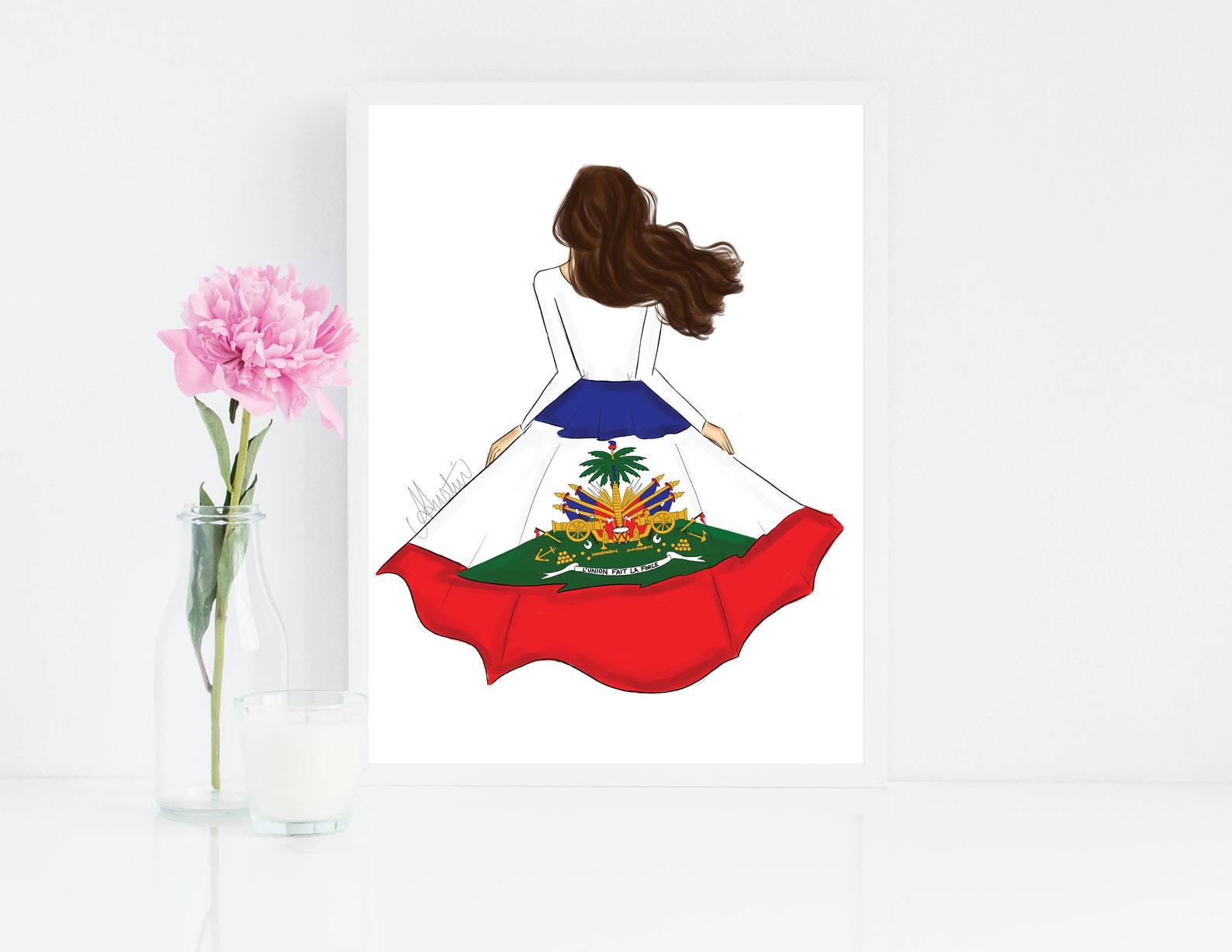 Haiti Fashion Illustration Haiti Flag Art Print Haitian Art - Etsy