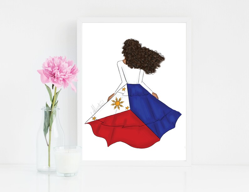 The Philippines Fashion Illustration, the Philippines Flag Print, the ...