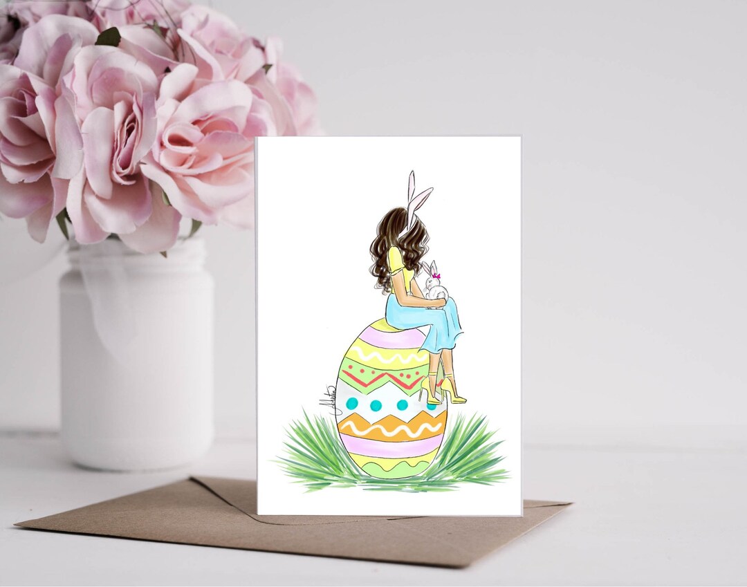 Easter Bunnies Greeting Card Set, Easter Cards Set, Spring Stationery ...