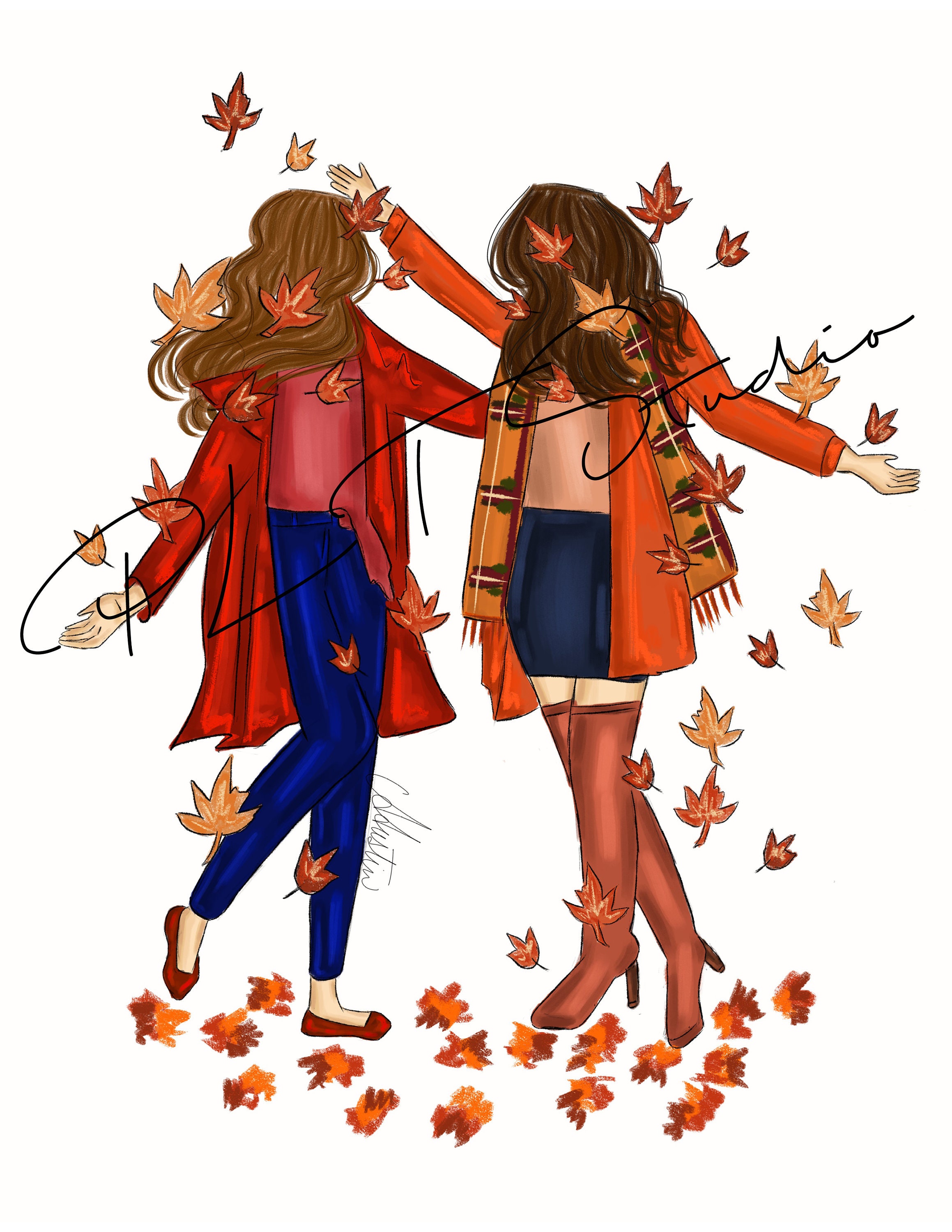 Fall Leaves, Fall Illustration, Fall Wall Art, Autumn Wall Art, Autumn ...