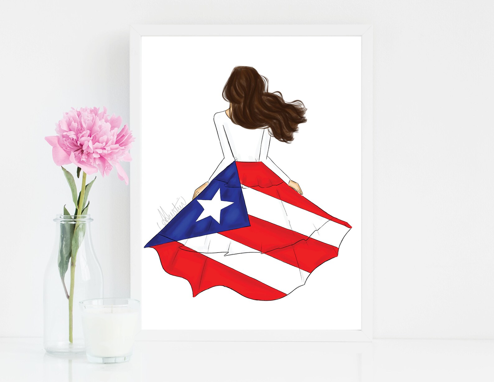 Puerto Rico Fashion Illustration, Puerto Rico Flag Print, Puerto Rico ...