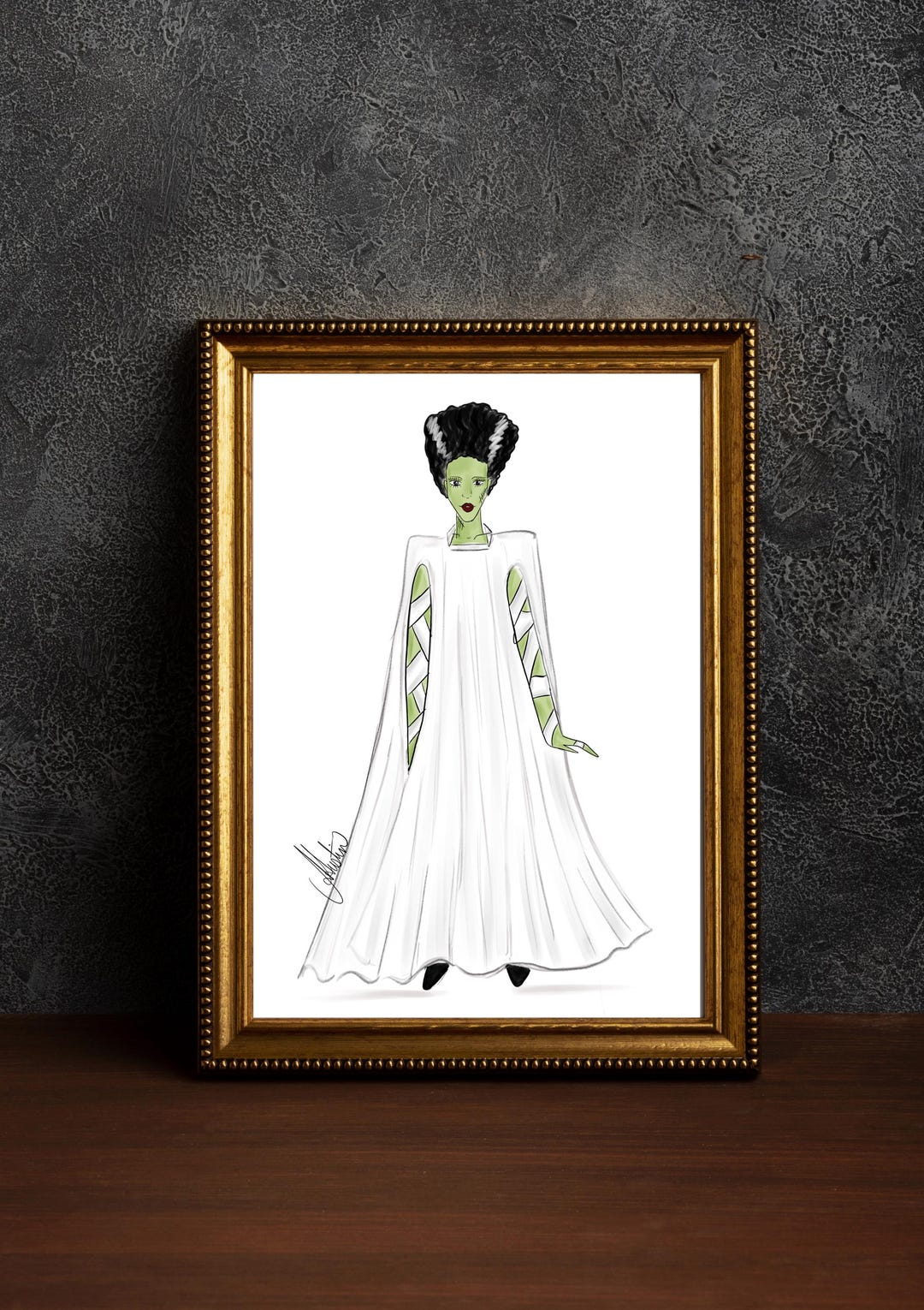 Bride of Frankenstein Art Frankenstein Bride Art Gothic Bride Halloween ...
