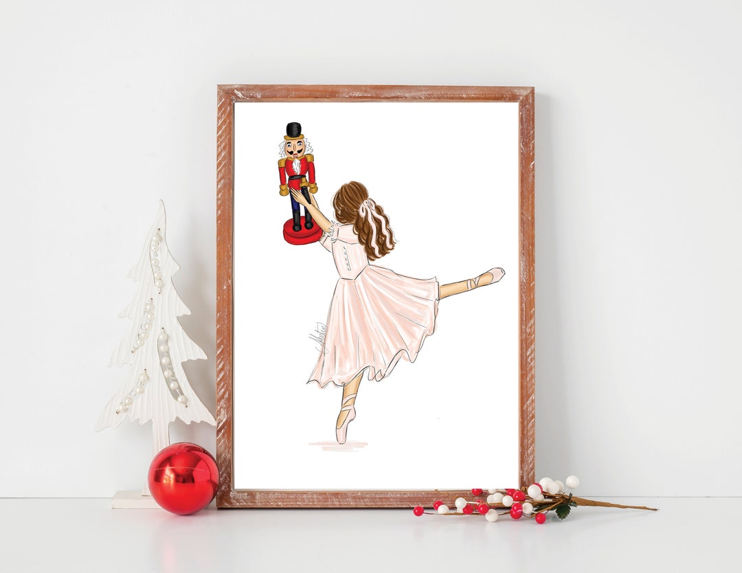 Clara, the Nutcracker Art PINK, Christmas Art Print, Christmas Wall ...