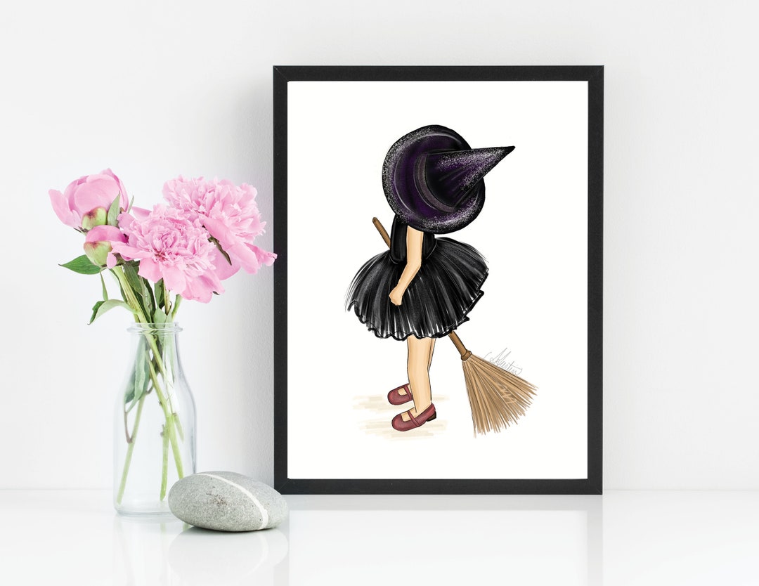 Little Witch, Kids Halloween Decor, Children Halloween Witch Art Print ...