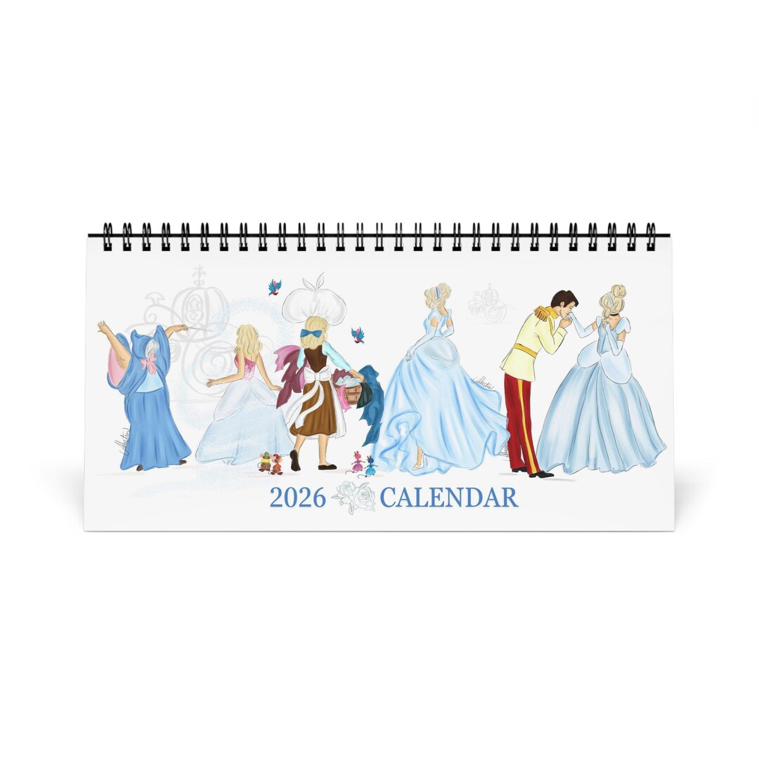 Princess Desktop Calendar | 2026 Cinderella Prince Scenes Calendar ...
