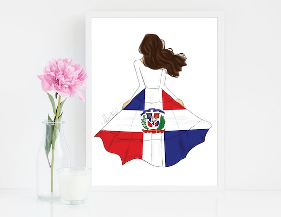 Dominican Republic Fashion Illustration Dominican Flag Art - Etsy