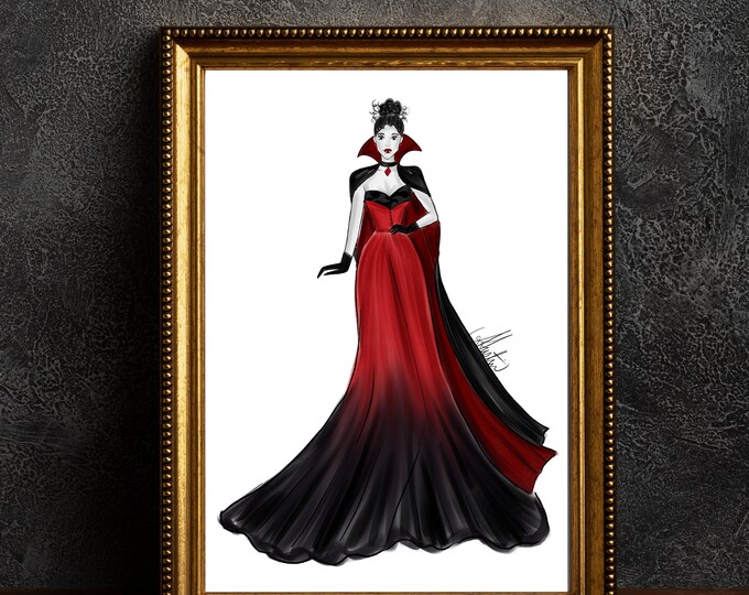 Vampire Princess Illustration Vampire Art Print Halloween Witch Art ...