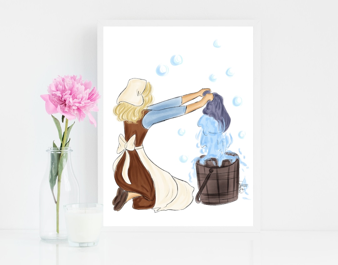 Cinderella Doing Laundry Fashion Art Disney Princess Inspired Art Princess Wall Decor Cinderella ...