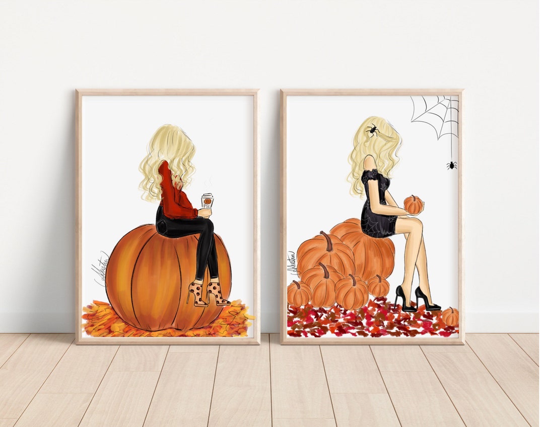 2 - 8 X 10 BUNDLE Fall & Spooky Season Art Fall Illustration Fall ...