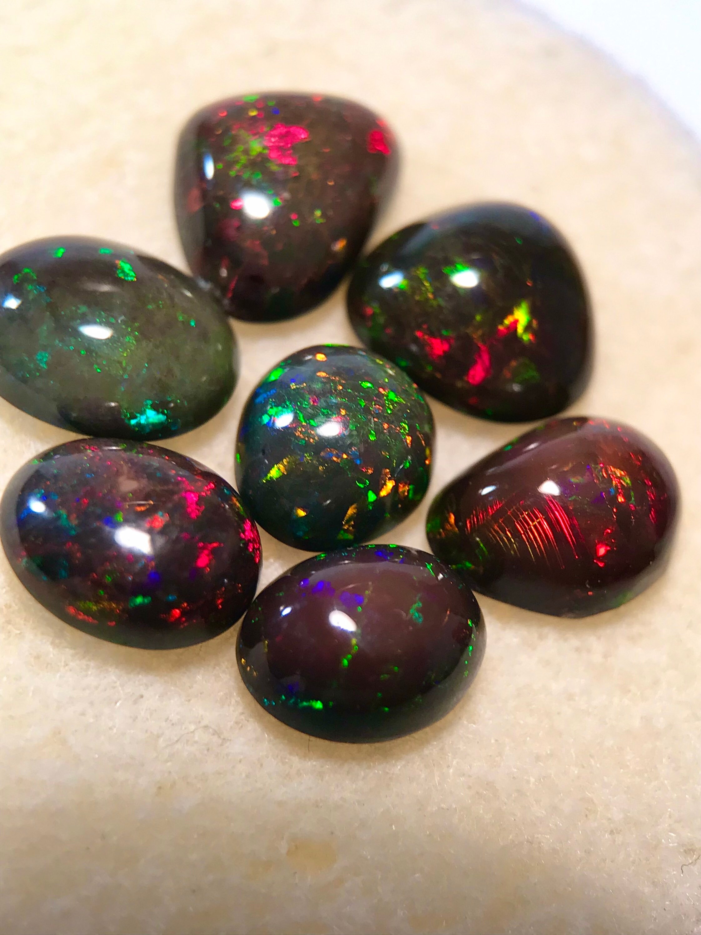 SOLD AAA Mexican Black Opal Collection 7 Pieces 8x6 Mm A.S - Etsy UK